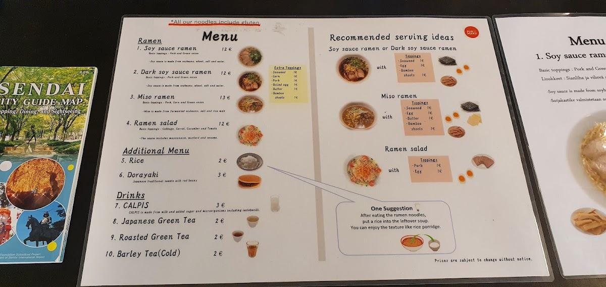 Menu at Pure maku restaurant, Oulu