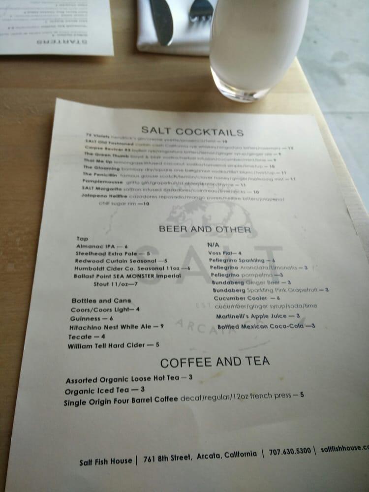 Menu at SALT Fish House restaurant, Arcata