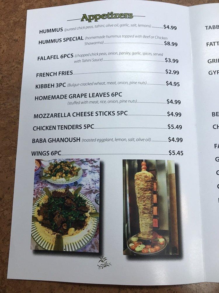 Menu at Al-Zaytuna Grill restaurant, Hamilton