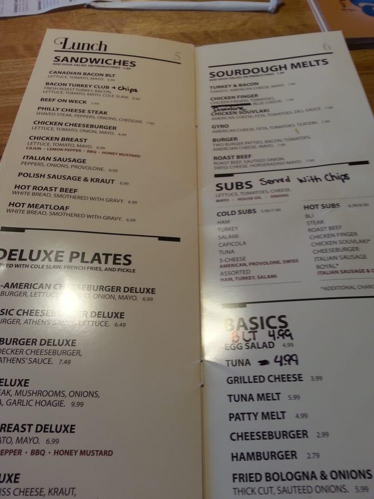 Menu at Athens Restaurant, Buffalo
