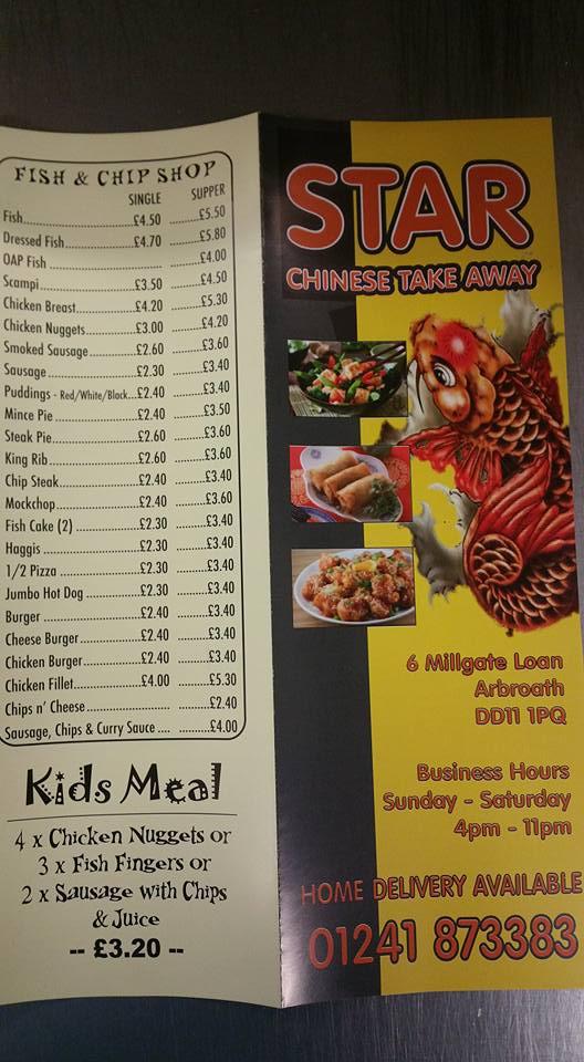 Menu at The Star restaurant, Arbroath