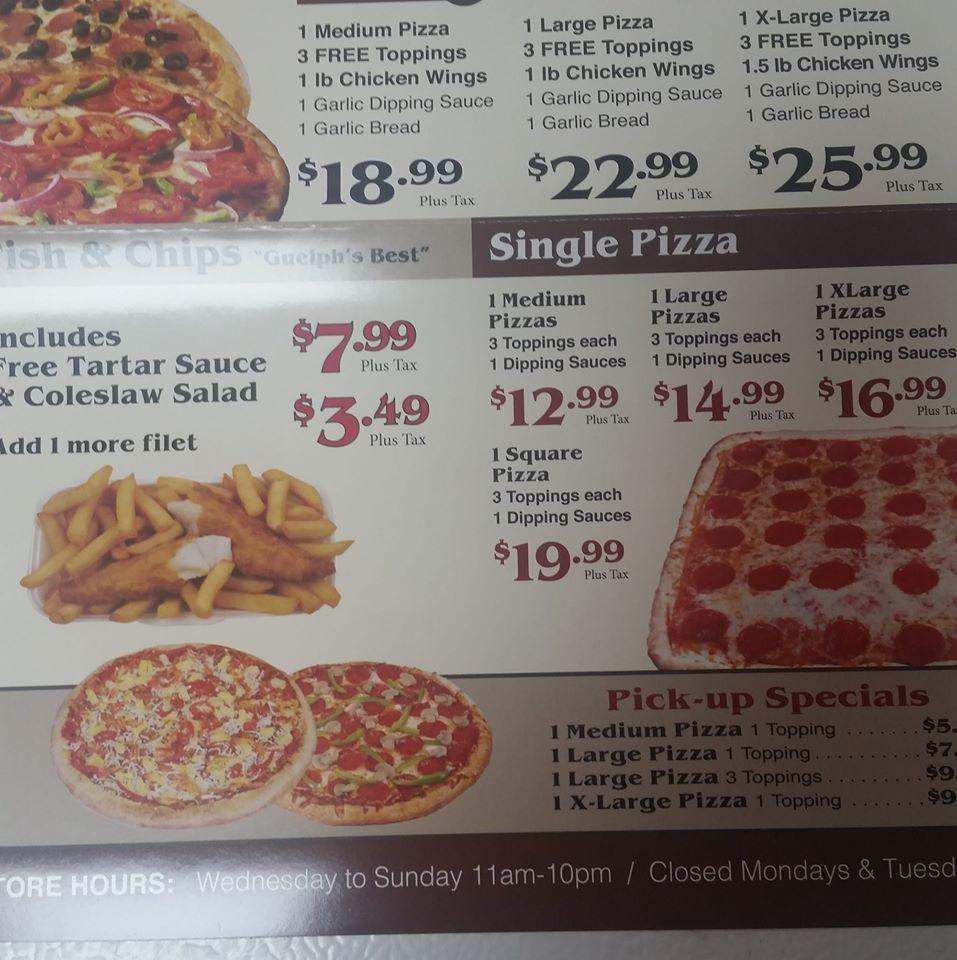 Menu at Two For One Pizza restaurant, Guelph