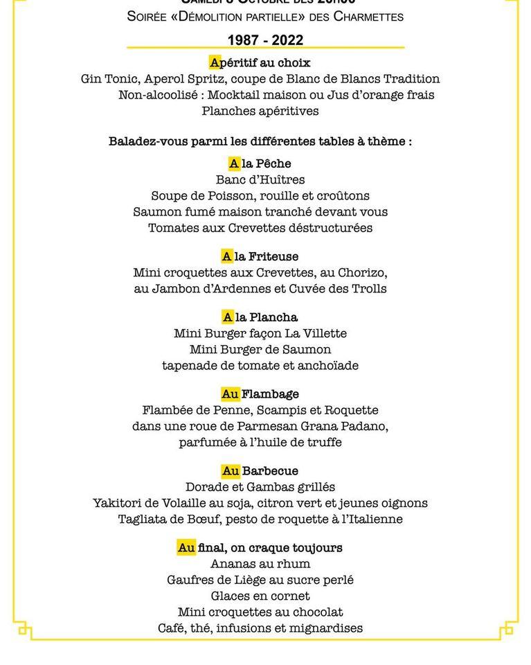 Menu au La Cloche, Mouscron