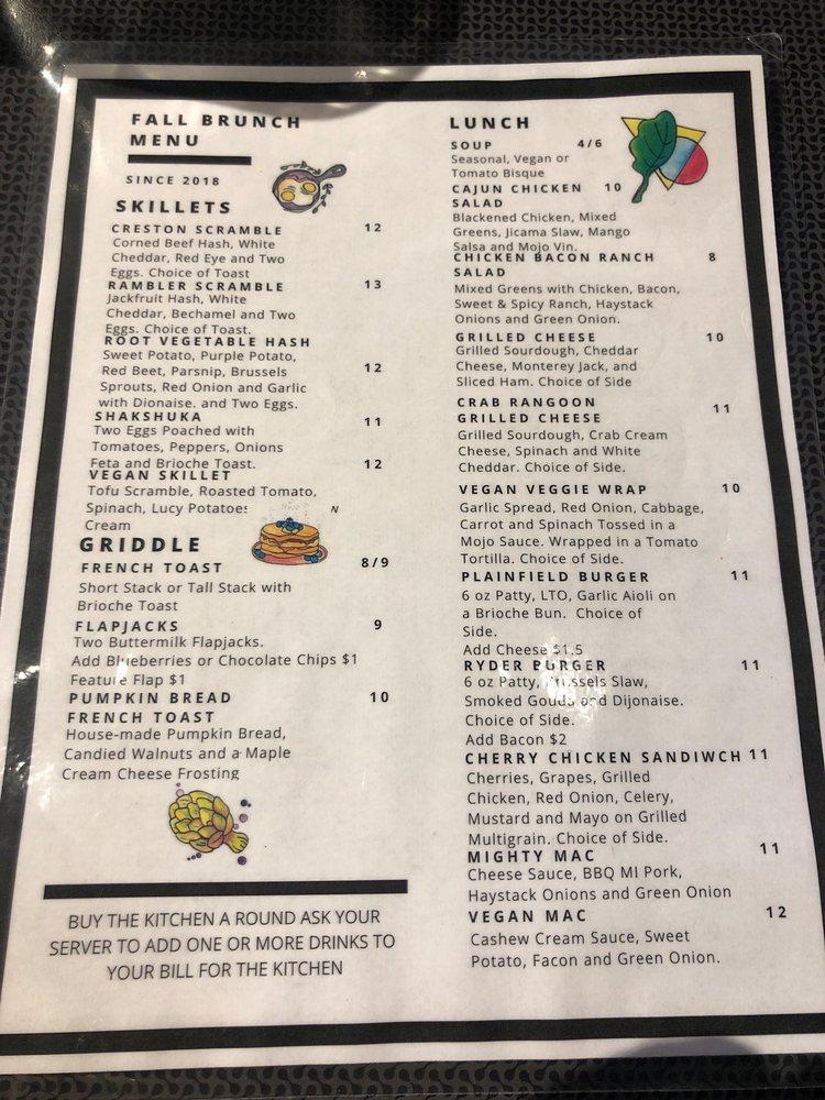 Menu at Lucy's restaurant, Grand Rapids