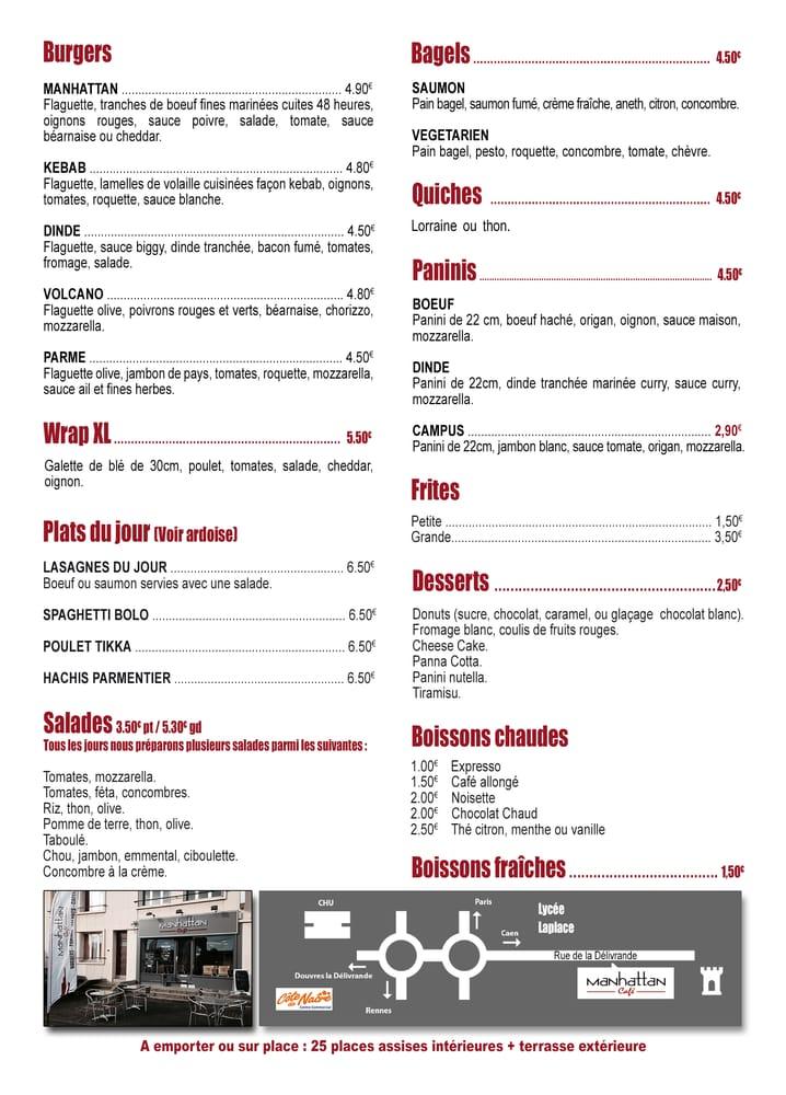 Menu at Manhattan Burger Caen restaurant, Caen, 39 Rue de la Délivrande