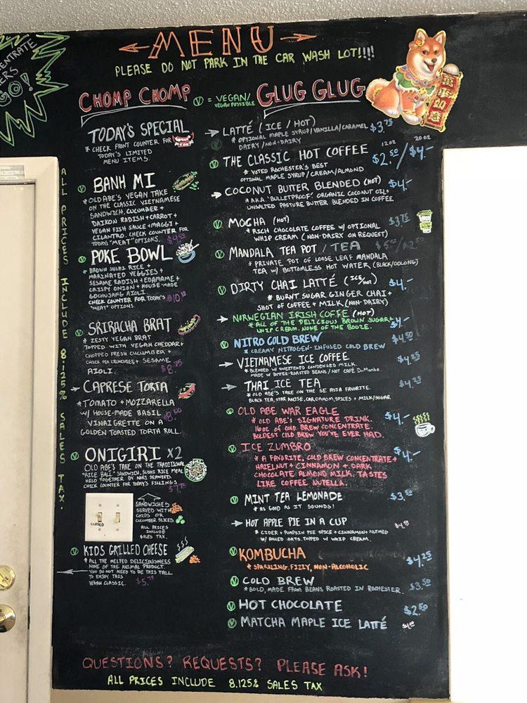 Menu at Old Abe Coffee Shop restaurant, Rochester
