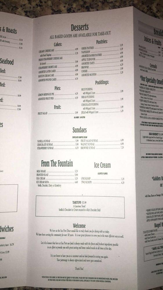 Menu at Seaport Diner pub & bar, Port Jefferson Station