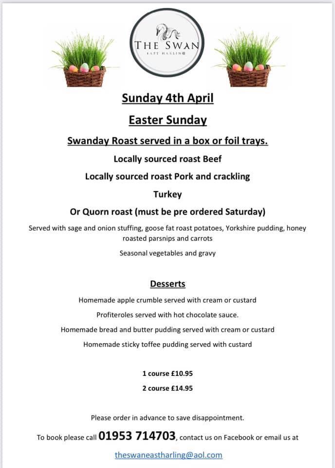 Menu at The Swan pub & bar, East Harling