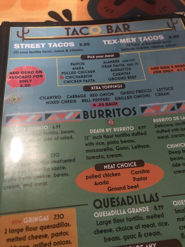 Menu at Taco Loco express mexican kitchen restaurant, Plant City