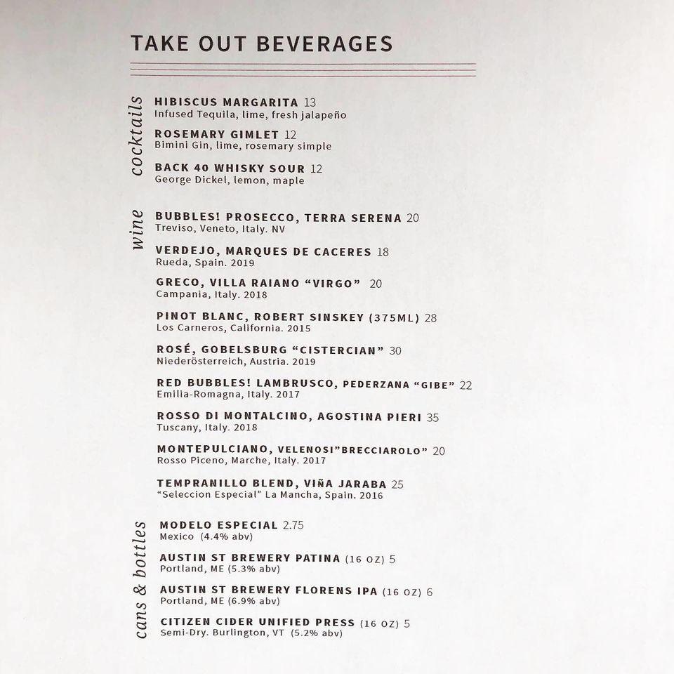 Menu at Isa restaurant, Portland