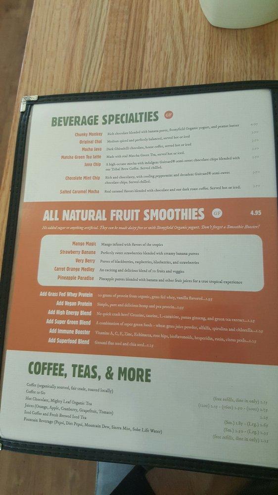 Menu at Tucker's restaurant, Concord