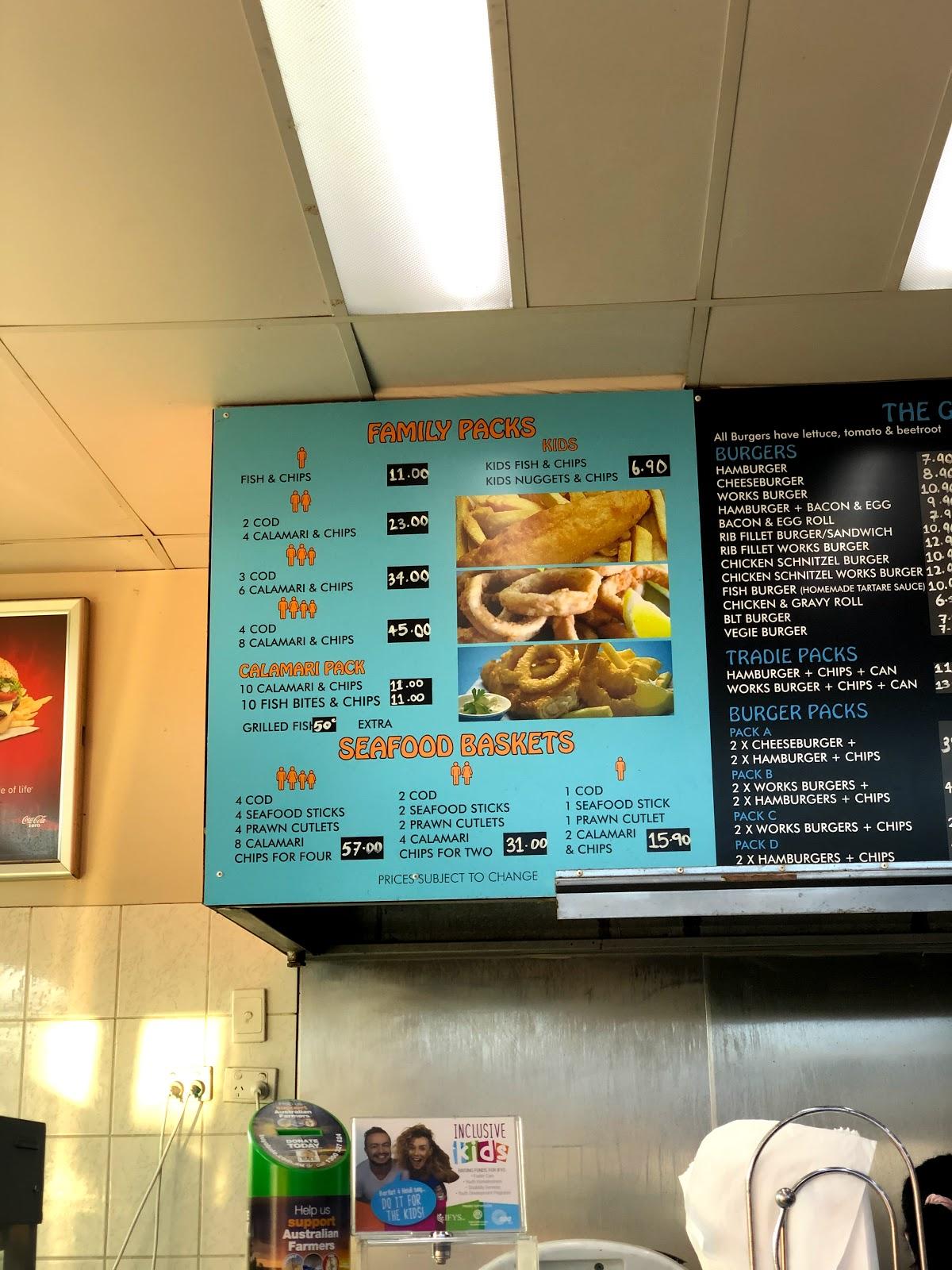 Menu at Codmother restaurant, Narangba