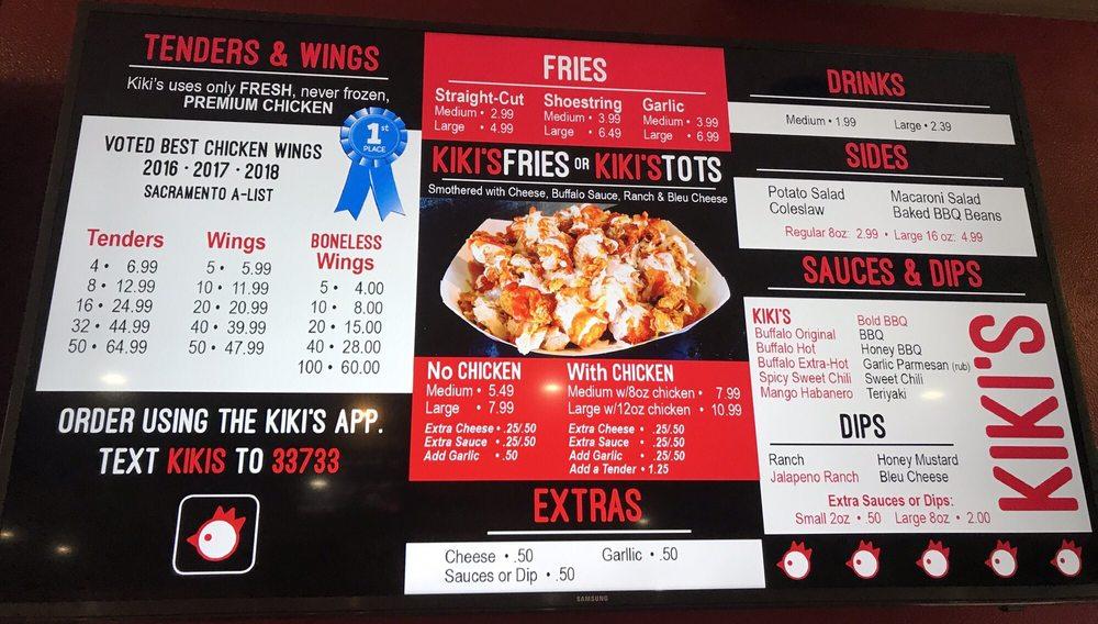 Menu at Kiki's Chicken Place restaurant, Fair Oaks