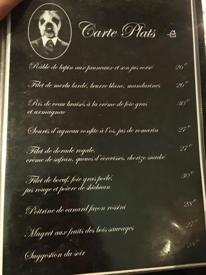 Menu at Le Saint Sauvage restaurant, Toulouse