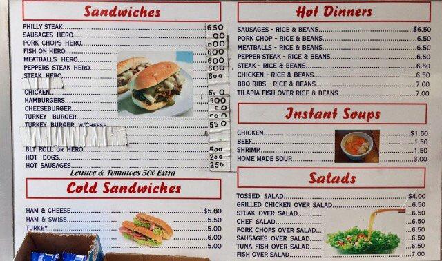 Menu at Mike's Coffee Express cafe, New York City, 23rd Ave