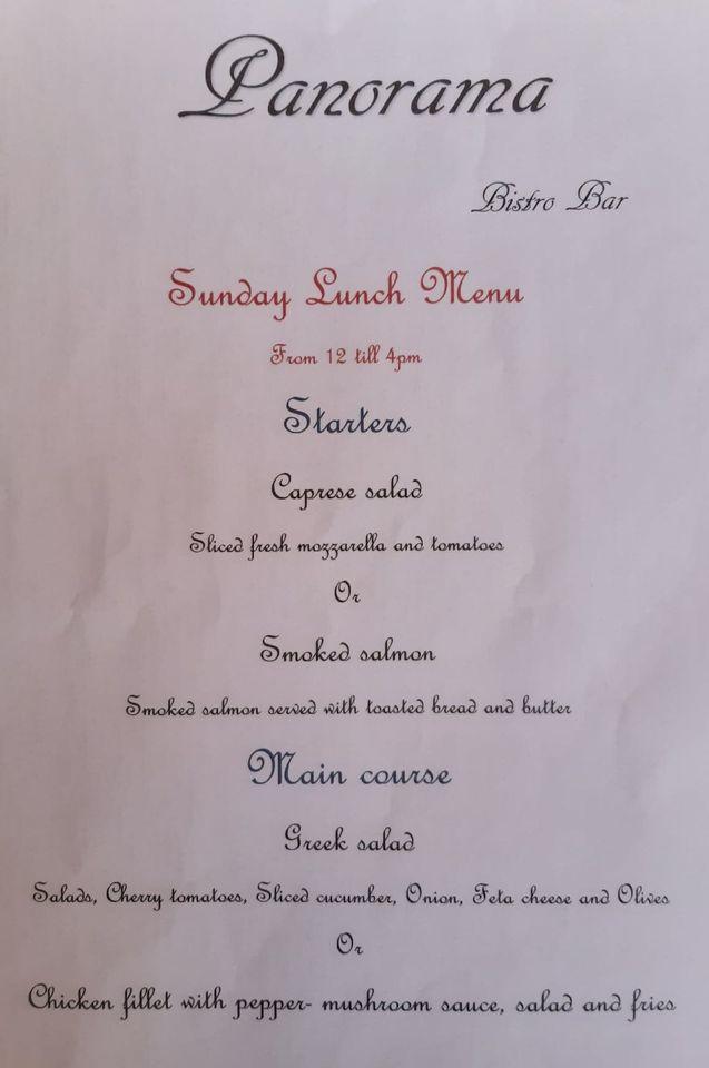 Menu at Panorama bistro bar, Benalmádena, Las Gaviottas