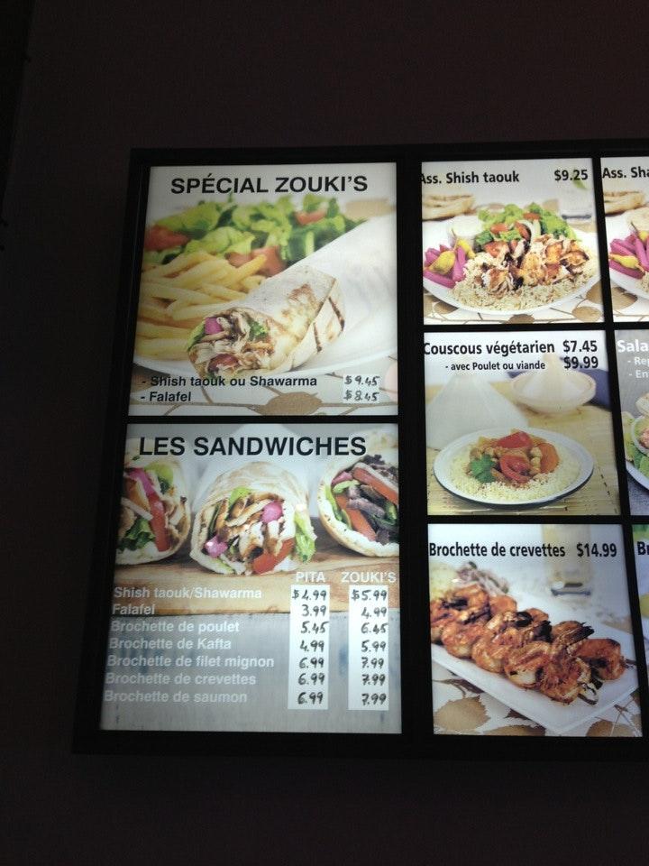 Menu at RESTAURANT ZOUKIS, Montreal, Rue Du Marché Central