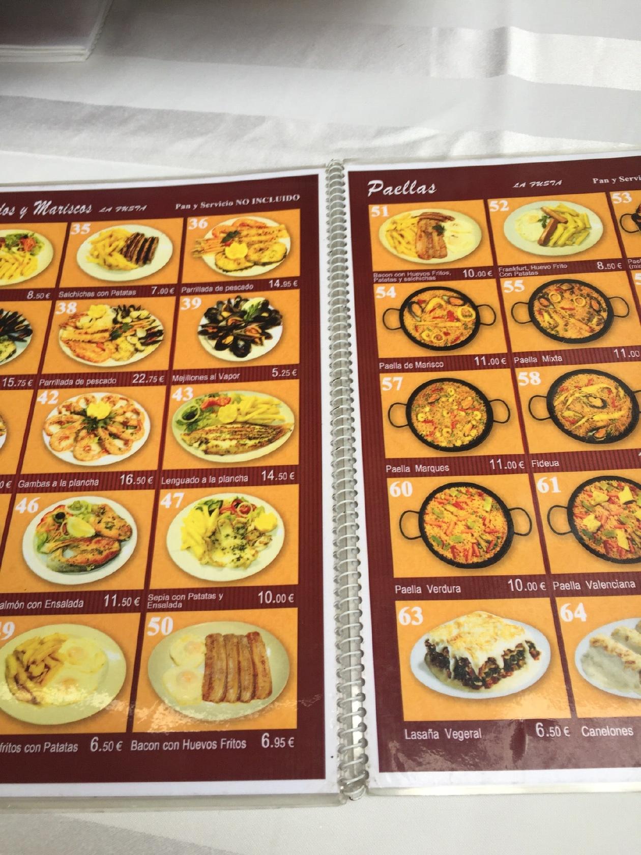 Menu at Restaurante La Fusta, Barcelona, Pg. de Colom