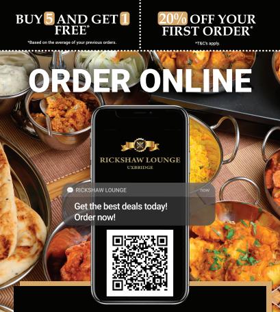 Menu at Rickshaw Lounge restaurant, Uxbridge