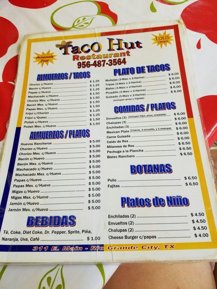 Menu at Tako Hut restaurant, Rio Grande City, 311 E Main St