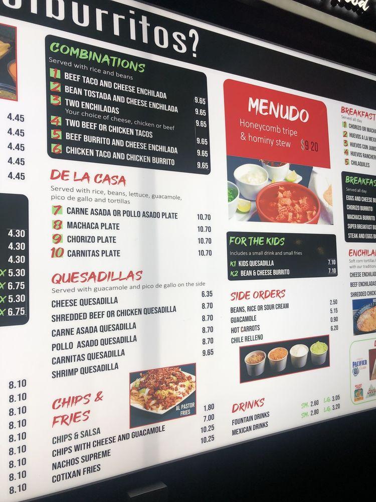 Menu at Cotixan Mexican Food restaurant, San Diego, Mira Mesa Blvd #101