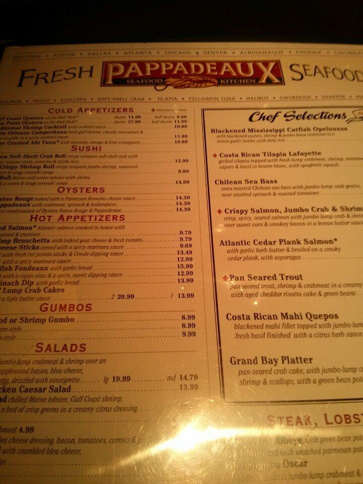 Menu at Pappadeaux Seafood Kitchen restaurant, Grapevine, 2610 ...
