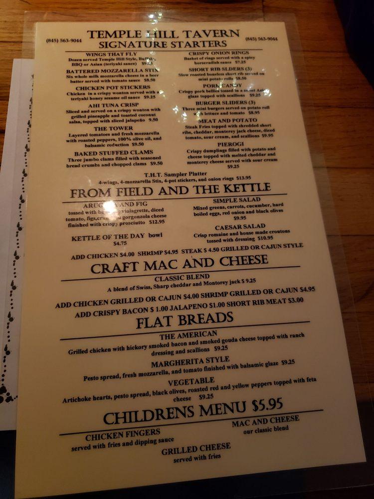 Menu at Temple Hill Tavern pub & bar, New Windsor