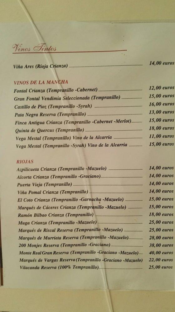 Menu at Bar Restaurante Casa Goyo, Alcocer, C. Mayor