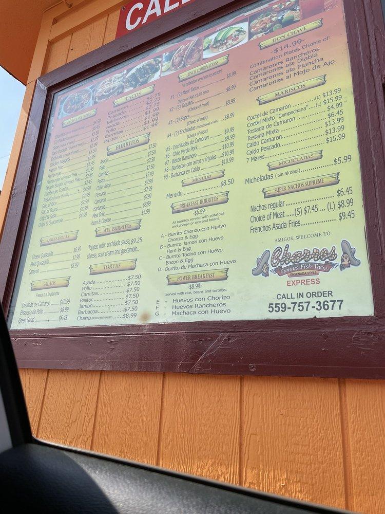 Menu at Charros Express Mexican Food restaurant, Pixley