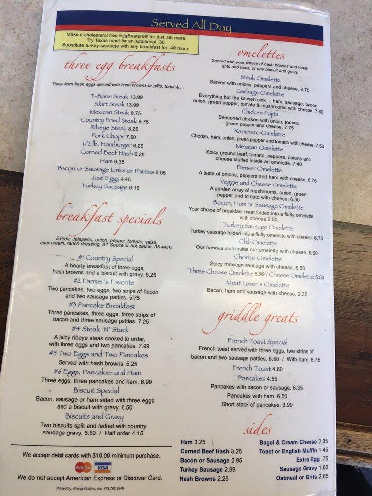 Menu at Fred's Place Inc. restaurant, Elmhurst, 544 W Lake St
