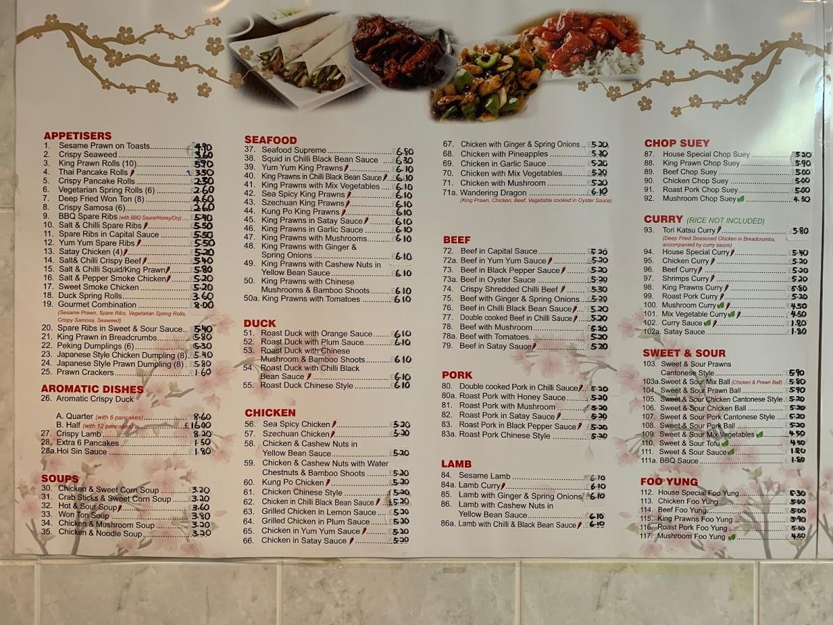 Menu at Hokkaido Chinese & Japanese Takeaway fast food, Frinton-on-Sea