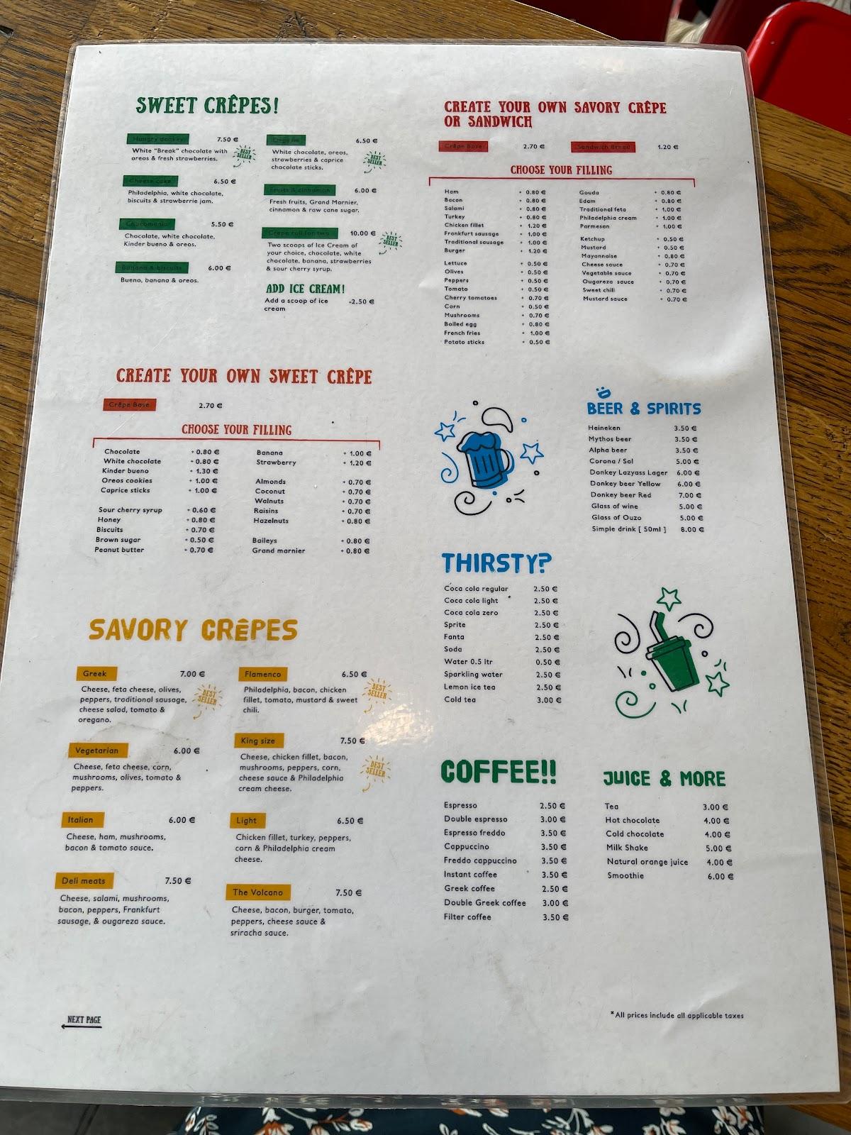 Menu at Hungry Donkey, Oia
