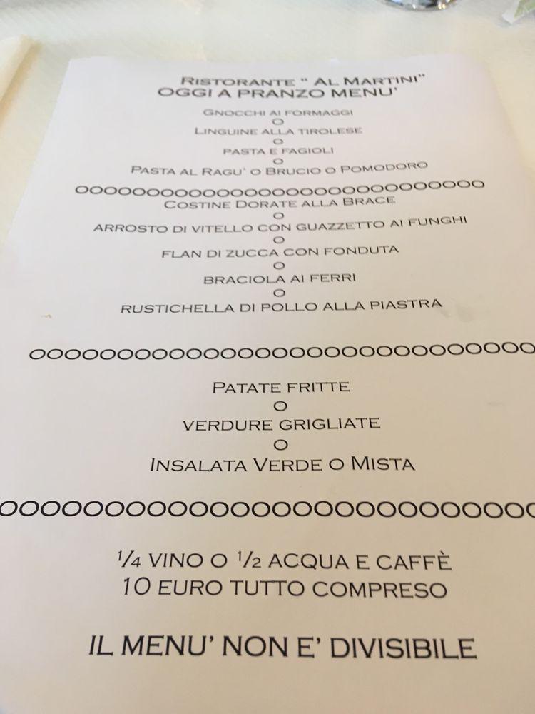 Menu da Ristorante al Martini, Cambiano