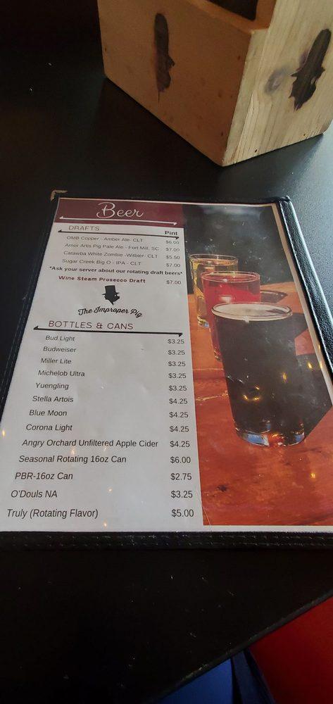 Menu at The Improper Pig @ Rea Farms BBQ, Charlotte, Sandy Rock Pl A