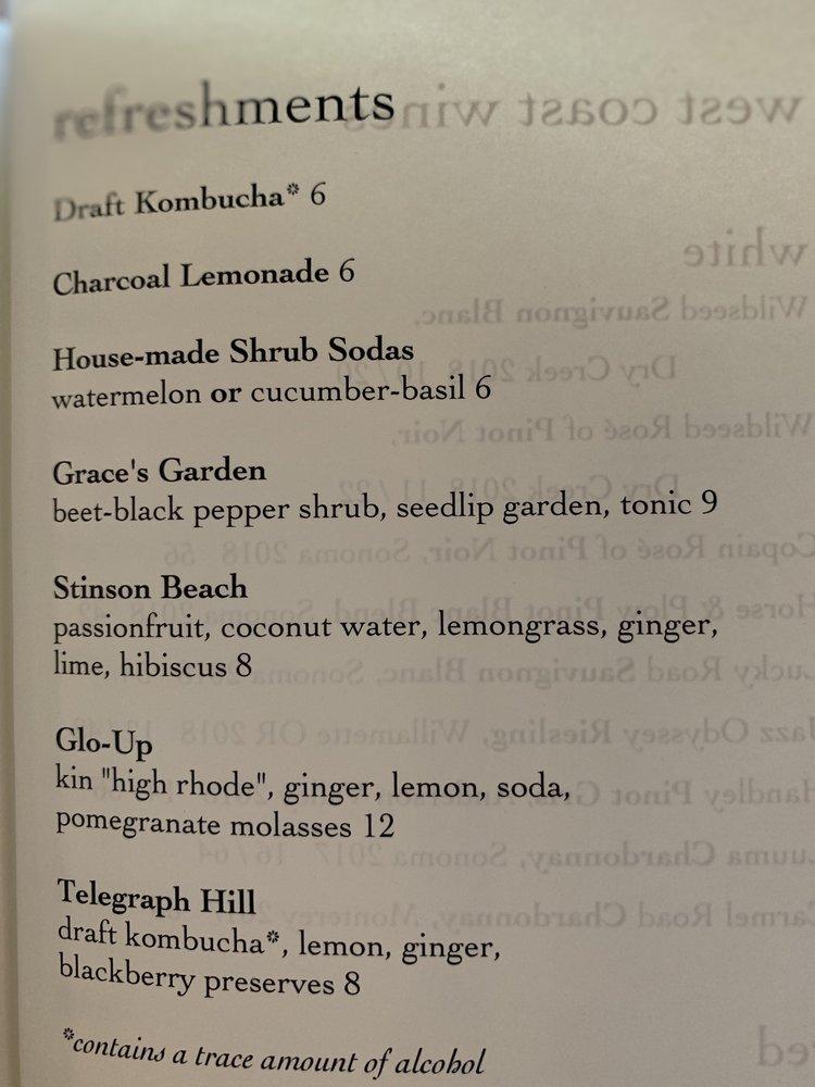 Menu at Wildseed pub & bar, San Francisco