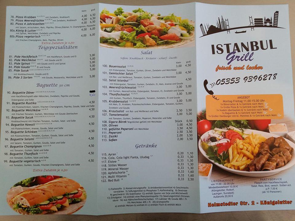 Menu au Istanbul Grill restaurant, Königslutter am Elm