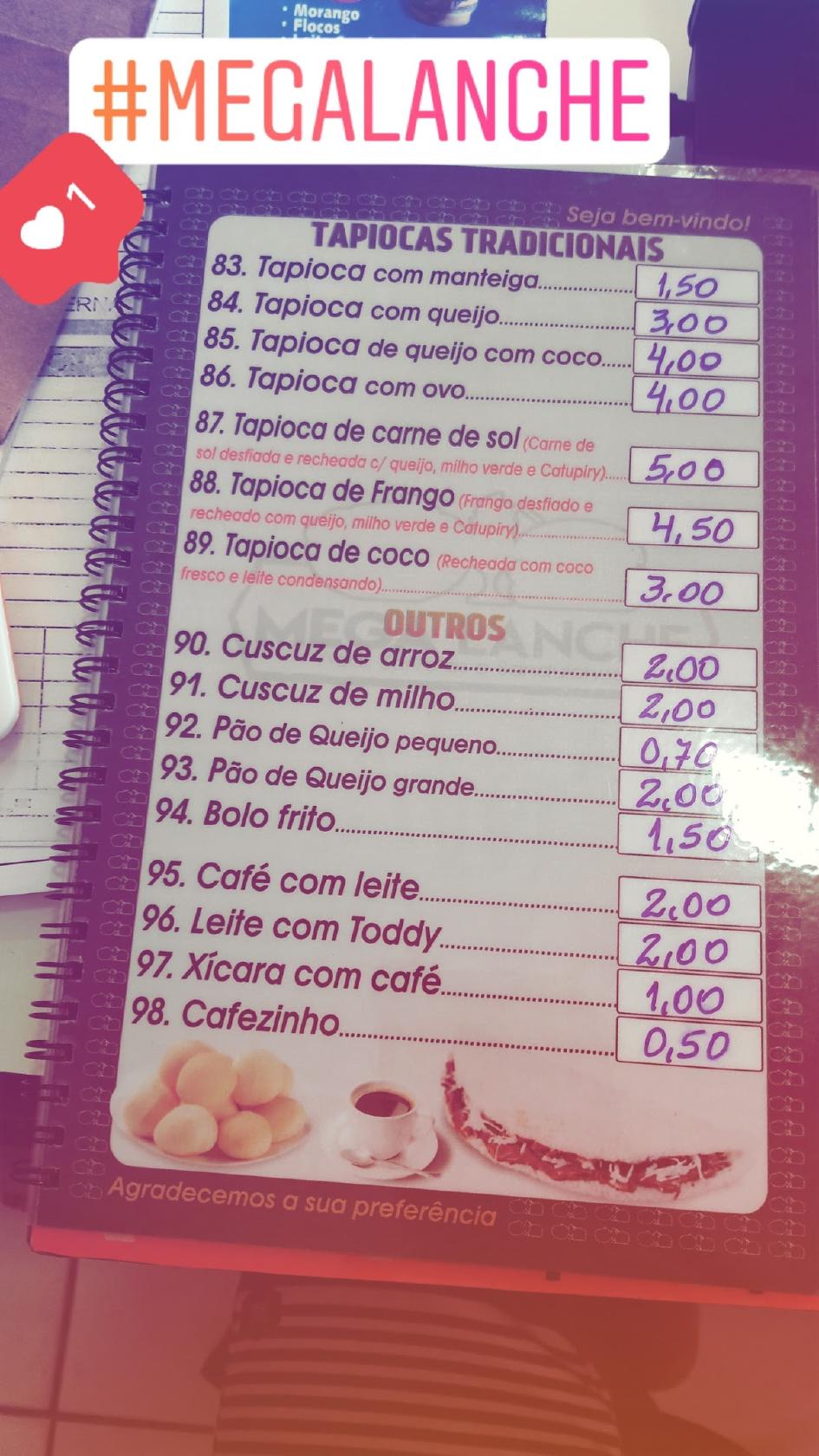 Menu em Mega Lanche pub & Bar, Brasil, R. Bartolomeu Bueno da Silva
