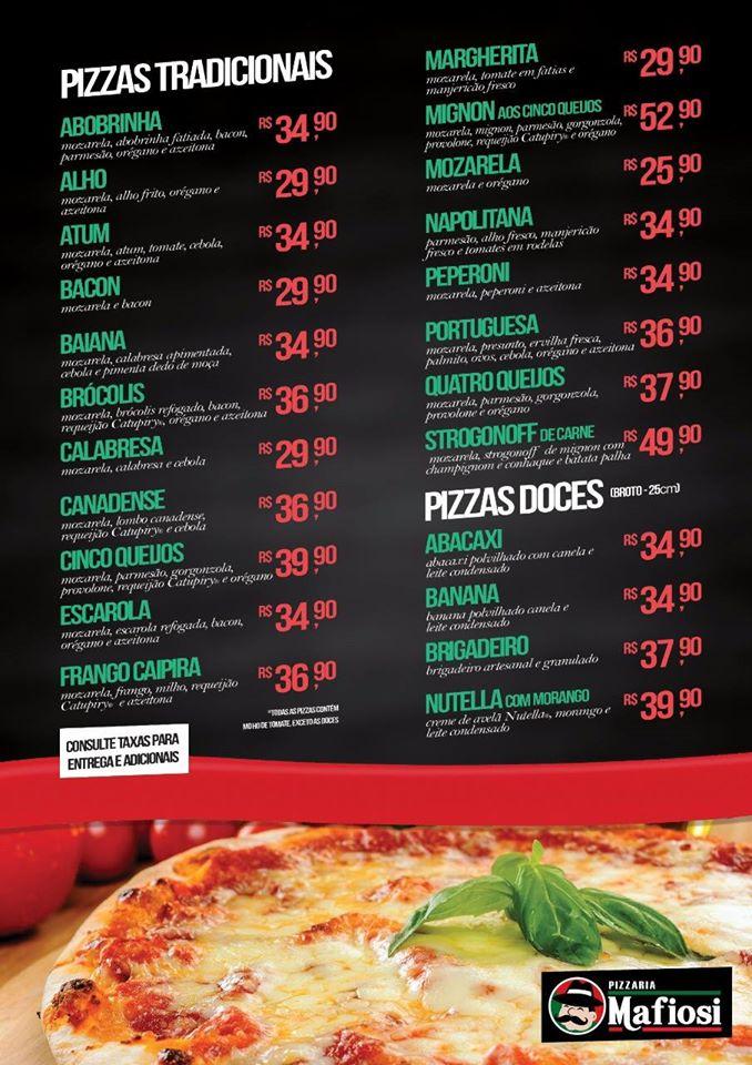 Menu at Mafiosi Pizzaria e Marmitaria, Sorocaba