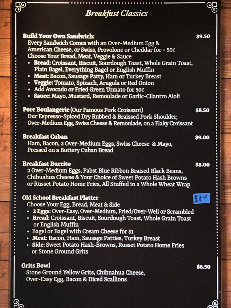 Menu at Odd Birds Cafe, St. Augustine