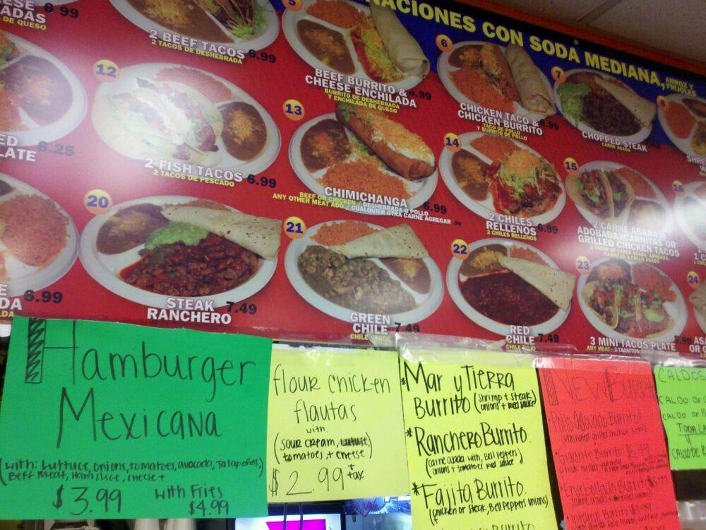 Menu at Poliberto’s restaurant, Tempe, W Baseline Rd