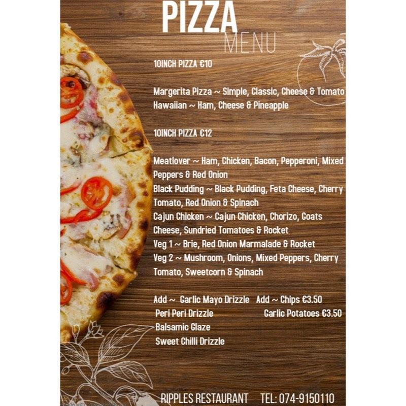 Menu at Ripples Restaurant, Ireland, Ranny