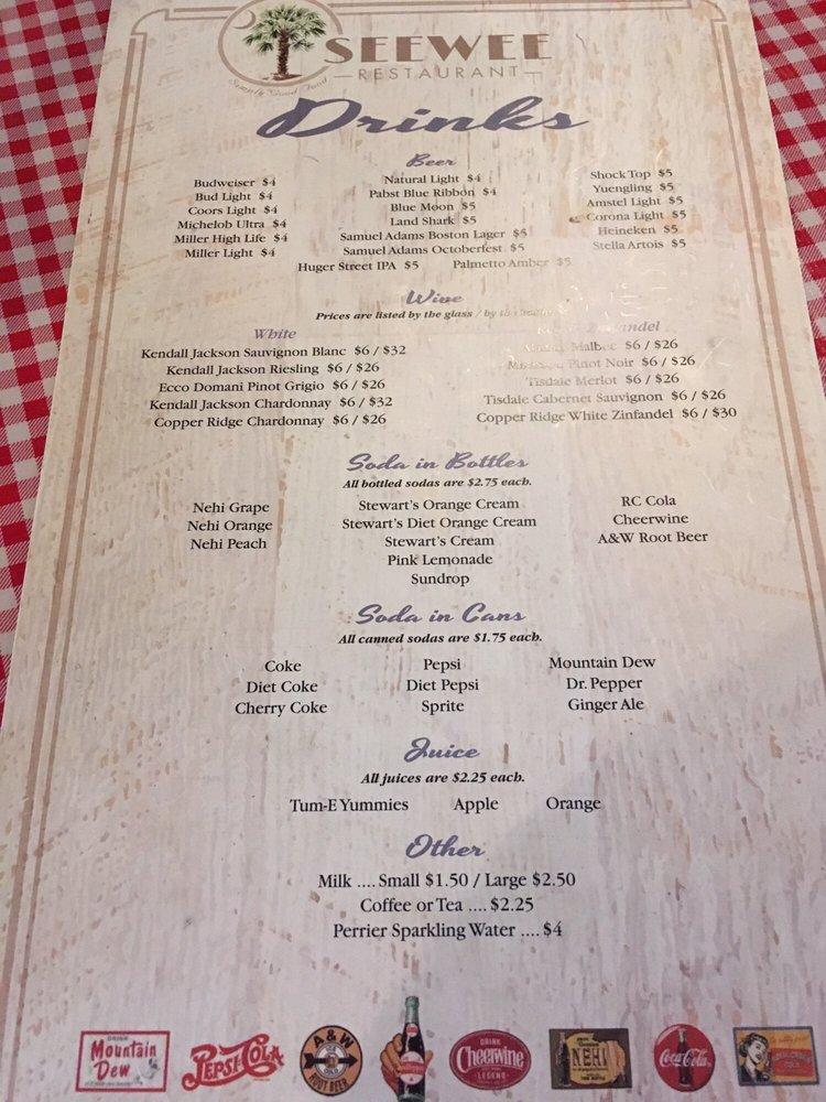 Menu at Seewee Restaurant, Awendaw, 4808 N Hwy 17