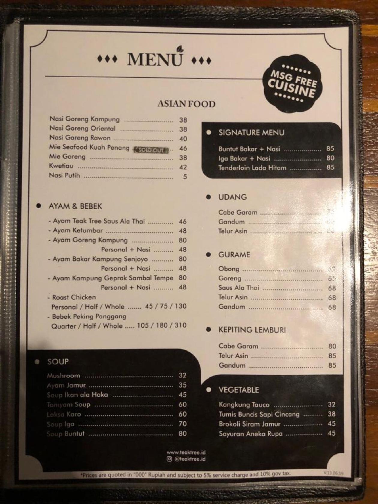 Menu at Teak Tree Eatery & Living cafe, Salatiga