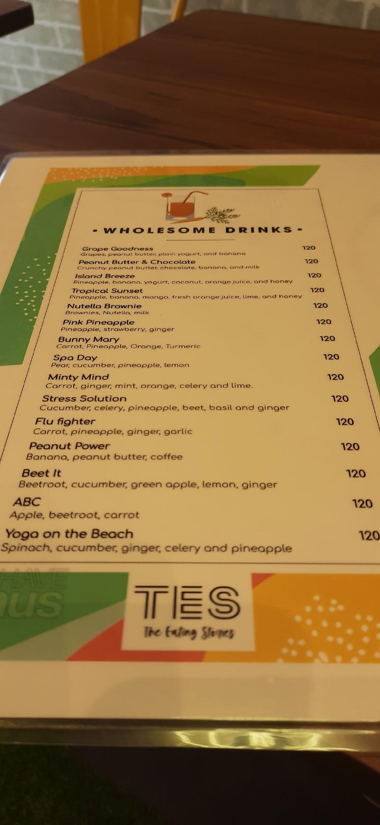 Menu at The Eating Stories (TES), Chennai