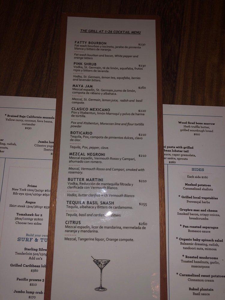 Carta de parrilla The Grill at 1-26- Grand Hyatt Playa del Carmen ...