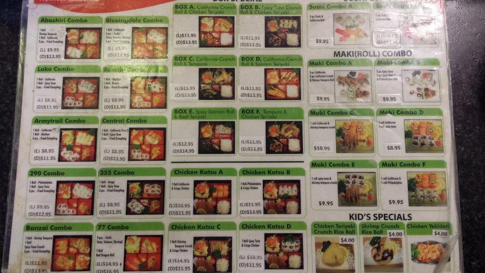Menu at Abashiri Japanese Restaurant, Bloomingdale