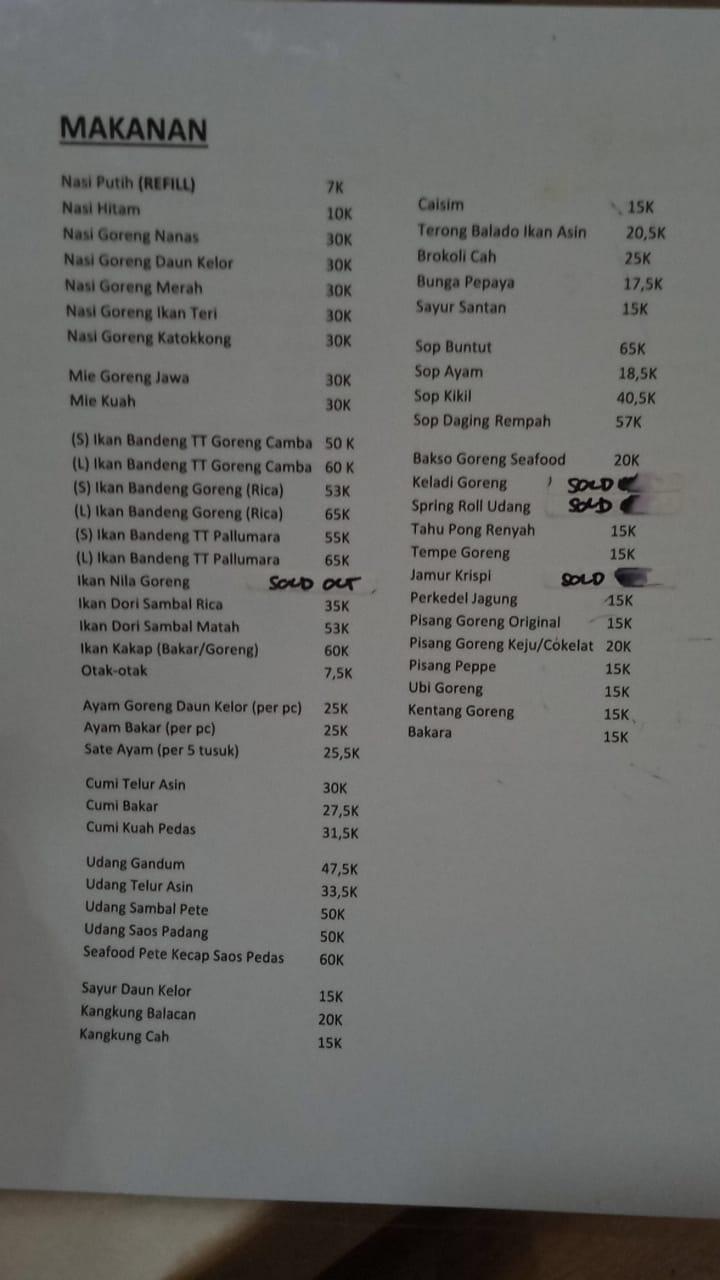 Menu at RM & Cafe Daun Kelor, Makassar