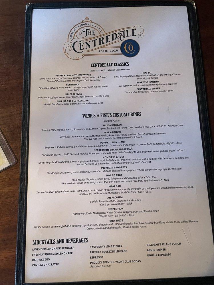 Menu at The Centredale Revival pub & bar, North Providence