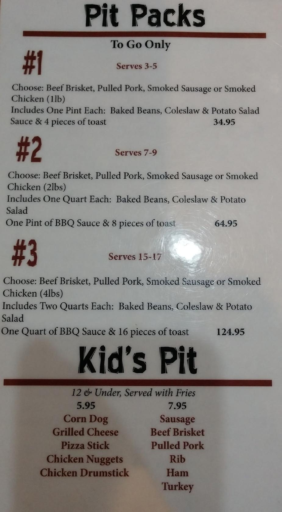 Menu at BBQ Pit, Monroe, 8825 US-165 Suite 4