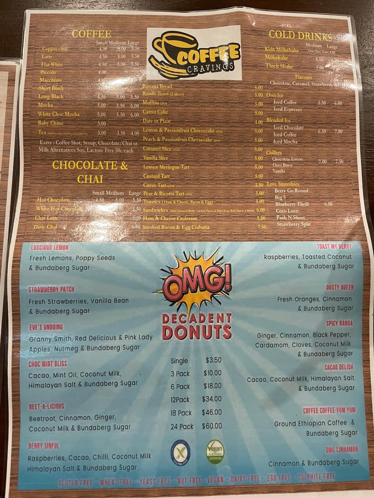Menu at Cravings Dubbo restaurant, Dubbo